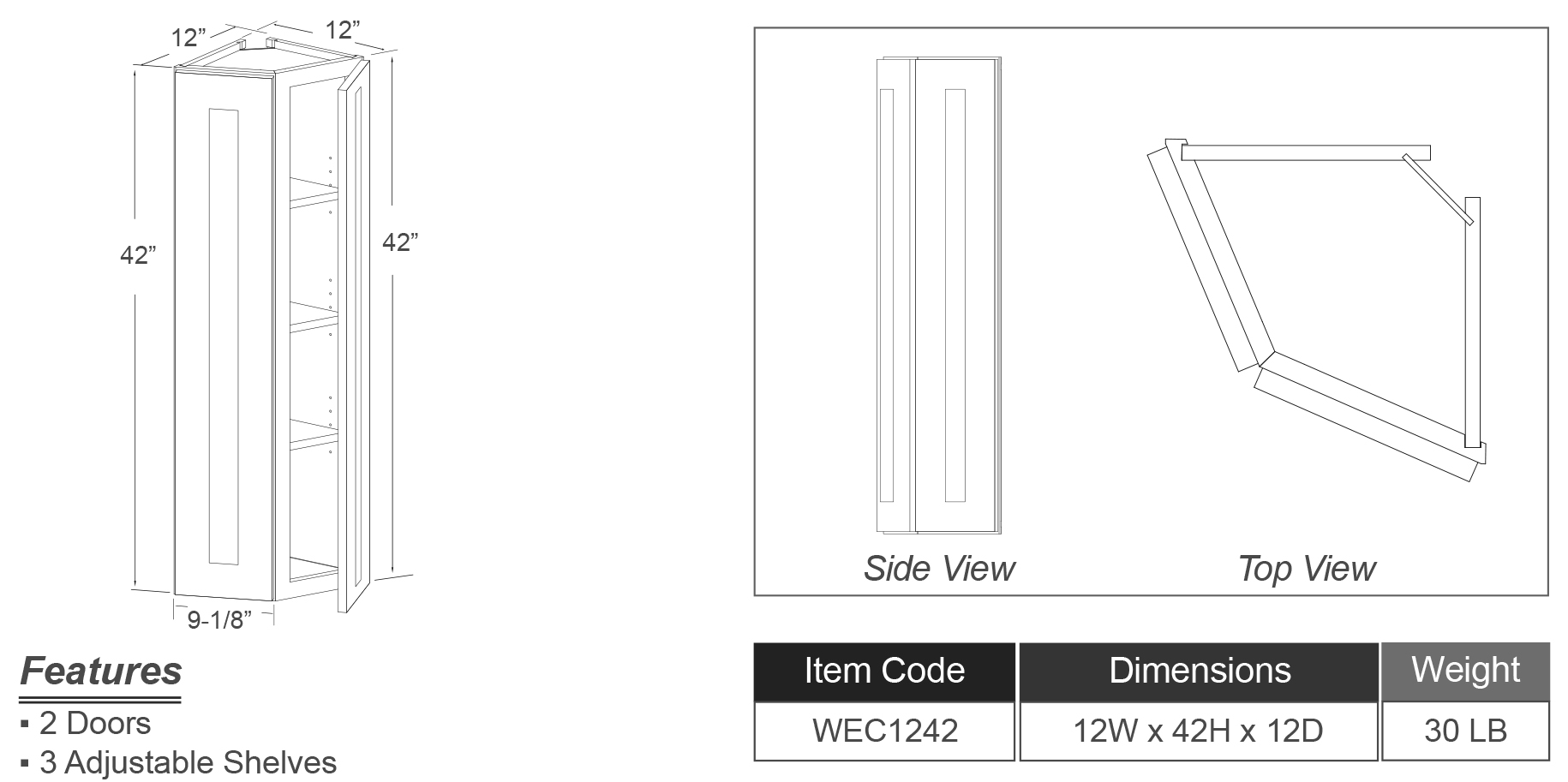 Wall End Corner Cabinet - 42in - Kitchen Liquidators